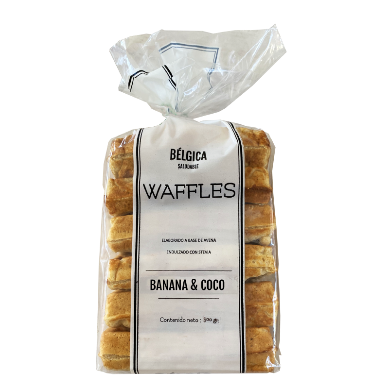 Waffles sabor Banana y Coco x 6 unidades (500 gr.) - Belgica